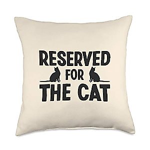 Reserved for the Cat Throw Pillow Cute Cat Lover Decoration, 18x18, Multicolor