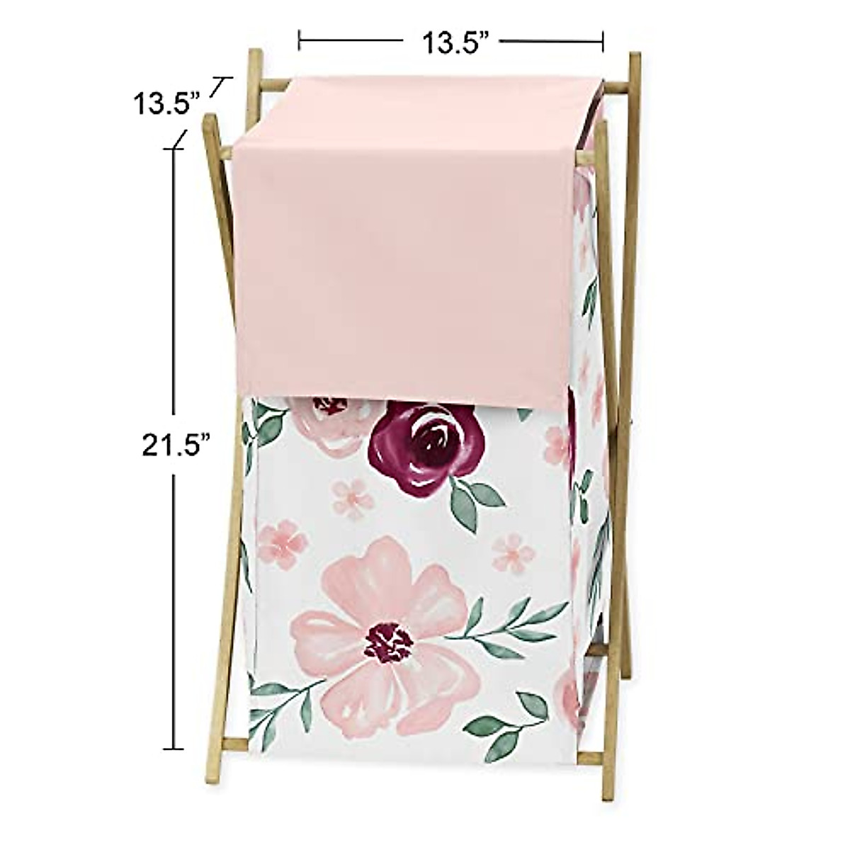Sweet Jojo Designs Burgundy Watercolor Floral Baby Kid Clothes Laundry Hamper - Blush Pink, Maroon, Wine, Rose, Green and White Shabby Chic Flower Farmhouse
