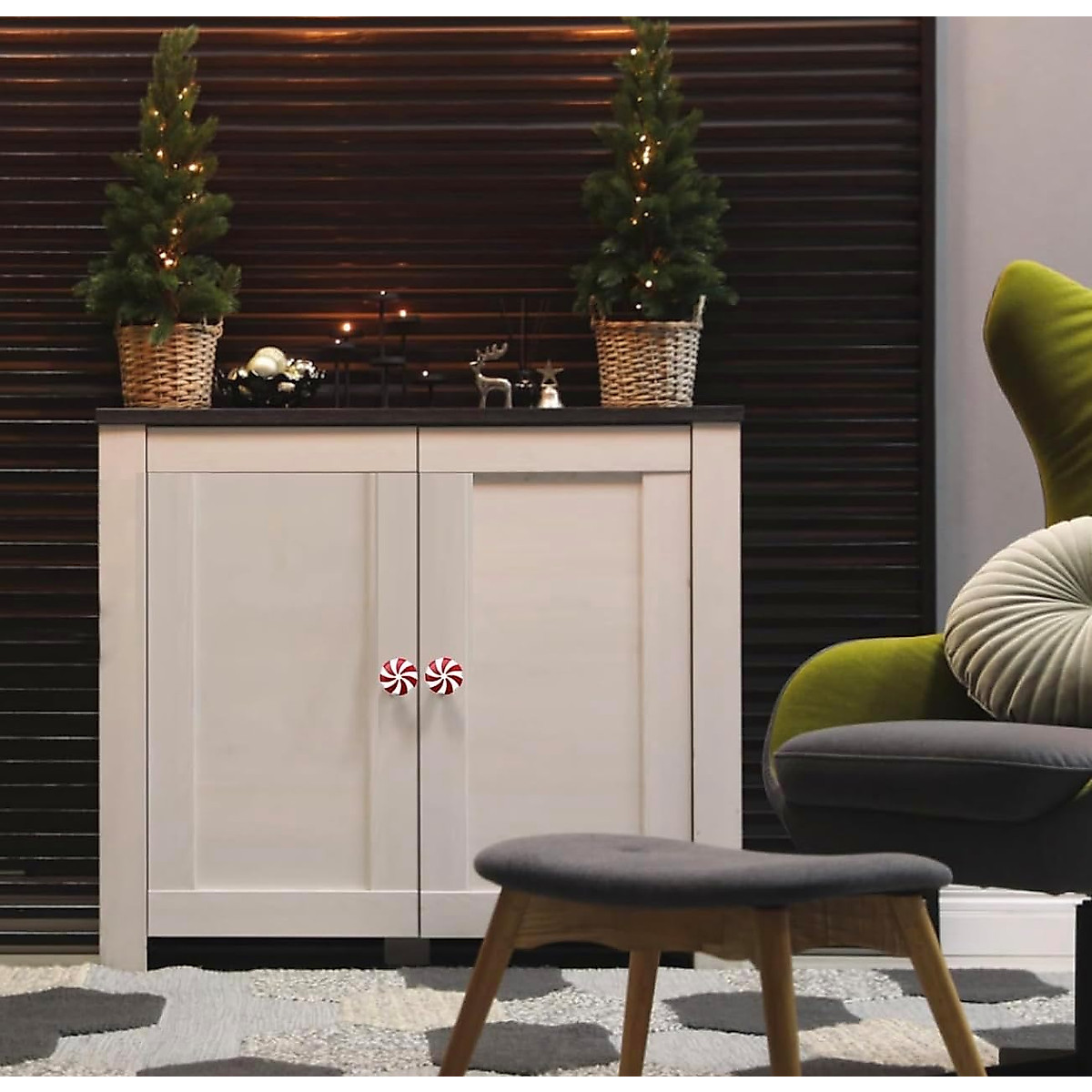 2024 New Halloween Christmas Acrylic Silicone Red and White Candy Cabinet Knob Covers Pack of 20 for Various Kitchen Cabinet Knob Covers Living Room Bedroom Cabinet Knob Covers (20 PCS)