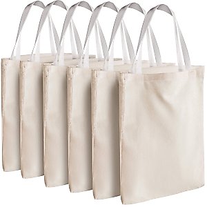Bedwina Canvas Tote Bags - Bulk 15 Pack 15"x16" - Fabric Blank Tote Bags, Natural Cotton for DIY Crafts, Gift Bag and Wedding, Birthday, Promotion Giveaways, or Reusable Grocery Bag