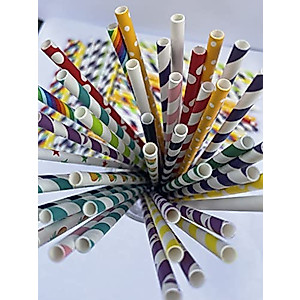 Recyclable paper straws, 100 Pcs, Birthday Parties, Art and craft projects, beautiful colors, durable, 6mm x 195 mm