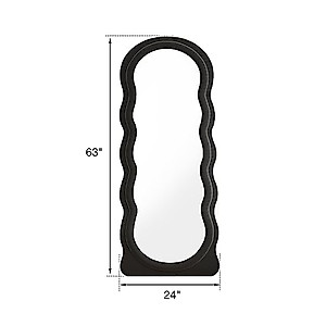 DYNWELL Full Length Mirror - Floor & Wall Mounted, Baby & Standing, Wavy Black Mirror for Bedroom, Living Room & Cloakroom