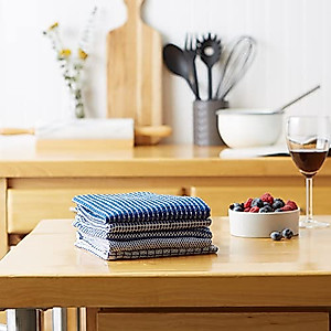 DII Ultra Absorbent, Everyday Cotton Kitchen Towels, Dishcloth Set, Assorted Blue, 5 Piece