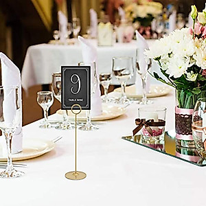 Urban Deco 16 Pieces Table Card Holder 12 inches Gold Place Steel Card holders for Photos, Food Signs, Memo Notes, Weddings, Restaurants, Birthdays.