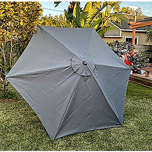BELLRINO Replacement * GRAY * Umbrella Canopy for 9 ft 6 Ribs (Canopy Only) (GRAY-96)