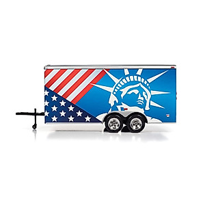 ModelToyCars Four Wheel Enclosed Trailer,Red,White and Blue Acme AMM1284 1/18 Scale Diecast Model Replica
