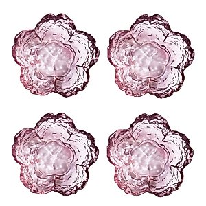 Sdeetesamjun Pink Glass Bowls Set of 4, Trifle Bowl Small Dipping Sauce Cups- Japanese Sakura Flower Cherry Blossom Shaped Bowl Decorative Bowl For Side Dishes, Ice Cream, Pudding, Custard, Dessert