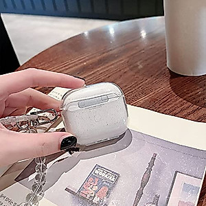 Ownest Compatible with AirPods Case, Cute Butterfly Pattern Clear Soft TPU Shockproof Cover Case Glitter with Keychain for Women Girls for AirPods Pro-White