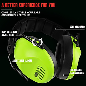 HEARMOR Safety Ear Protection Ear Muffs, Noise Cancelling Earmuffs for Tactical, Shooting Gun Range and Hunting, Fluorescent Green