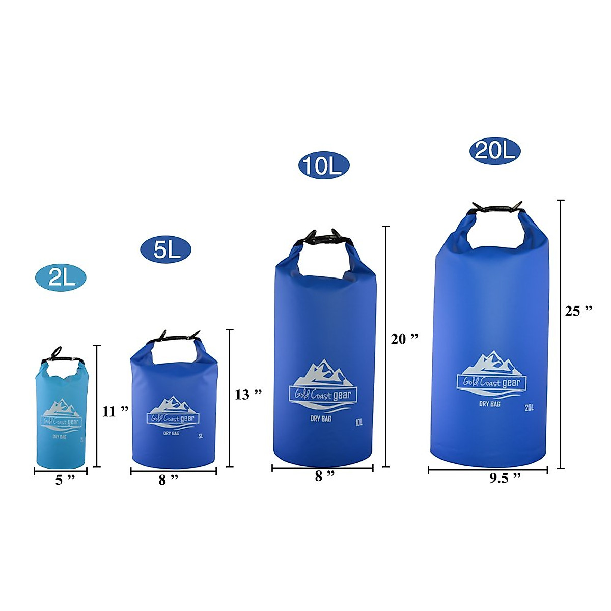 Dry Bag Waterproof Sack Multiple Sizes with Shoulder Strap (Black, 10L)