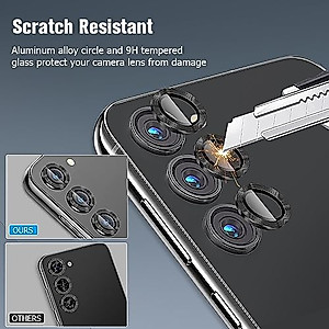 OuYteu [3+2Pcs]*2 Pack For Samsung Galaxy S23/S23 Plus Camera Lens Protector, 9H Tempered Glass Camera Cover Screen Protector Metal Separate Ring For S23/S23 Plus 5G 2023 [Mounting Tray]
