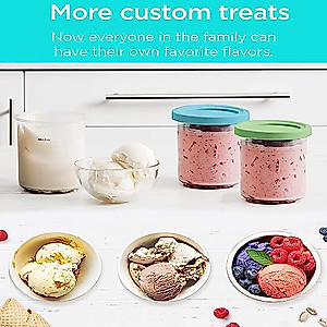 4 Pack Containers Extra Replacement for Ninja Creami Pints and Lids, (16oz) Cups Compatible with NC301 NC300 NC299AMZ Series Ice Cream Maker - Dishwasher Safe, Leak Proof Lids Pink-Mint-Grey-Blue