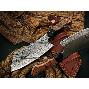 Damascus Cleaver Knife, Meat Cleaver, Butcher Knife for Meat Cutting 12" Handmade Full Tang Cleaver for Meat Vegetables Cutting 0199