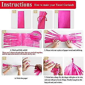Rose Gold Tissue Paper Tassels Garland Banner for Party Birthday Wedding Decoration Baby Shower Table Decor (20 Pcs)