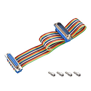 uxcell IDC Rainbow Wire Flat Ribbon Cable DB25 Male to DB25 Female Connector 2.54mm Pitch 11.8inch Length