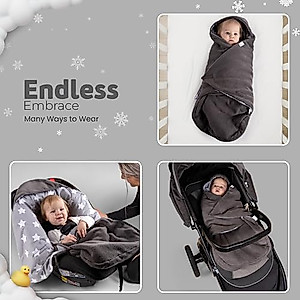 SWADDYL Car seat Blankets for Babies - Baby Footmuff - Carseat Swaddle Blanket - Stroller Bunting Bag for Infants - Baby Newborn Winter Gear (Grey/Stars)