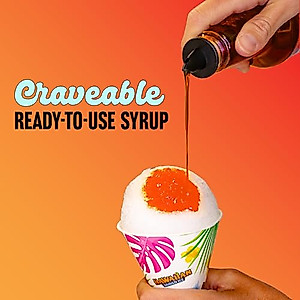 Hawaiian Shaved Ice Mango Syrup - Nut Soy Dairy Free - Flavor Fluffy & Crunchy Snow Cones - Shelf Stable - Makes 8 Servings - 16 ounces