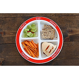 Health Beet Choose MyPlate Portion Plate for Kids, Toddlers - Kids Nutrition Plates with Dividers Plus Dairy Bowl from (English language, Plate with Dairy Bowl)