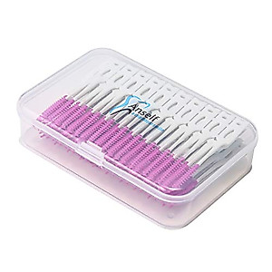 An-self 160PCS Interdental Brushes Ultra Tight Bristles Tooth Interdental Cleaners Silicone Toothpick Brush Disposable Teeth Soft Picks, 160 Count (Pack of 1), Purple
