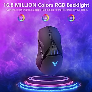 Rapoo Wireless Gaming Mouse, 5000 DPI Wired/Wireless RGB Gamer Mouse with 11 Programmable Buttons 5 Profiles Store, Rechargeable Pro Optical Sensor Mice for Windows PC Laptop Gamers