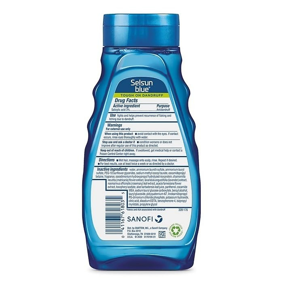 4 Set Selsun Blue Naturals Itchy Dry Scalp Anti-Dandruff Shampoo, 11 fl. oz, Extra-Hydrating Formula Plus Vitamins B5 & E