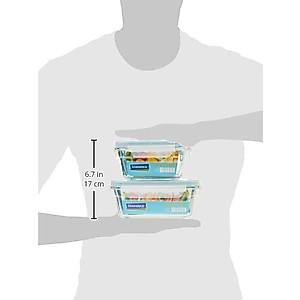 Glasslock 2 Rectangle and 2 Square Assorted Oven Safe Container Set, 4-Piece