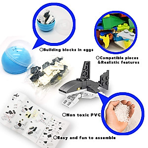 12Pcs PreFilled Easter Eggs with Sea Ocean Animals Building Blocks, Egg Surprise Toys for Easter Basket Stuffers, Easter Egg Hunt, Easter Basket Filler, Easter Party Favors Classroom Prize Toys