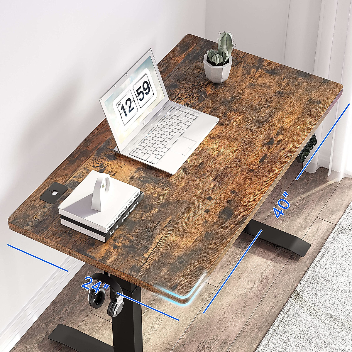 IYEE NATURE Electric Standing Desk, Dual Motor Adjustable Height Desk, 55 x 27.5 Inches Stand up Desk, Home Office Desk, Sit Stand Desk with Splice Board/Black Frame/White Top