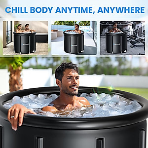 ONLYCARE Ice Bath Tub for Athletes - Upgrade XXL 135 Gal Cold Plunge Tub with Cover - Multiple Layered Cold Water Portable Ice Pod for Therapy Recovery at Home Outdoor Gym