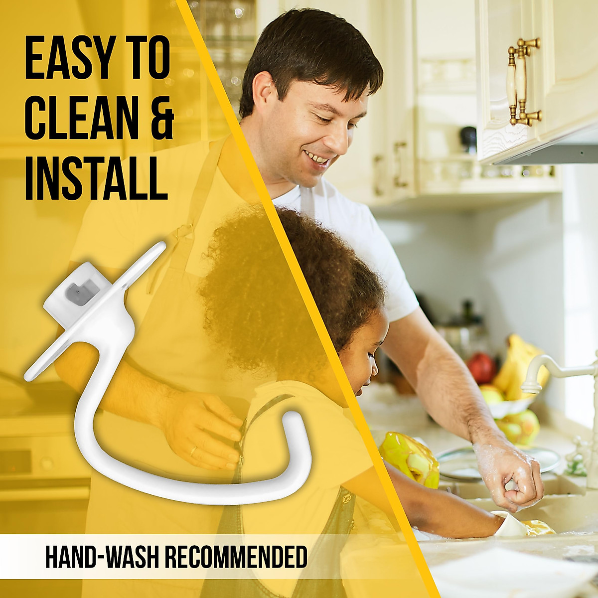 PartsBroz K45DH Dough Hook - Compatible with KitchenAid Tilt-Head Stand Mixer 4.5 Quart and 5 Quart Bowel Fits KSM95 KSM150PS K45SS KSM97 KSM150 KSM96 KSM90 KSM75 K45SSWH K45