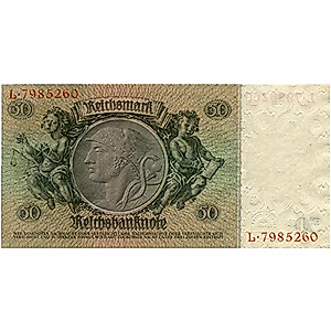 1933 DE EXCEPTIONAL LG NAZI 50 MARK NOTE w FAMED PRUSSIAN STATESMAN, ORNATE ENGRAVING, EMBOSSING, RARE WATERMARK - THE WORKS! 50 REICHSMARK SUPERB GEM CRISP UNCIRCULATED