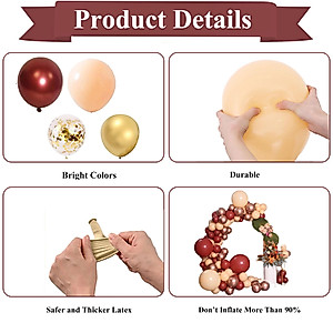 Party Balloons Burgundy Balloon Garland Arch Kit for Women Blush Balloons Gold Confetti Metallic Gold Latex Balloons for Valentines Day Wedding Bachelorette Birthday Bridal Baby Shower Decoration