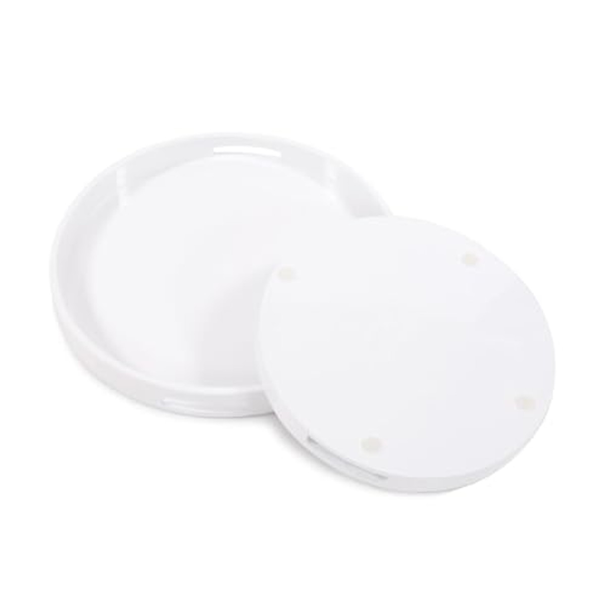Howard Elliott 83027 Lacquer Round Wood Tray Set, White