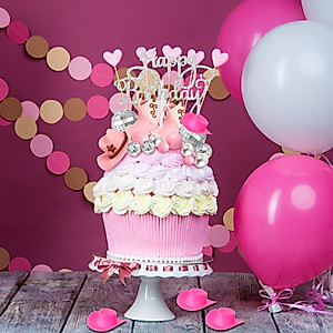 RoundFunny 26 Pcs Cowgirl Cake Decorations Cowgirl Cake Topper Disco Decorations Hat Cake Topper Western Cowgirl Birthday Baby Shower for Western Theme Party Supplies (Cute, Pink)