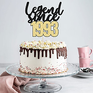Gyufise 1Pcs Legend Since 1993 Cake Topper Glitter Thirty Happy 30th Birthday Cake Pick Cheers to 30 Years Cake Decoration for 30th Birthday Wedding Anniversary Party Decorations Supplies