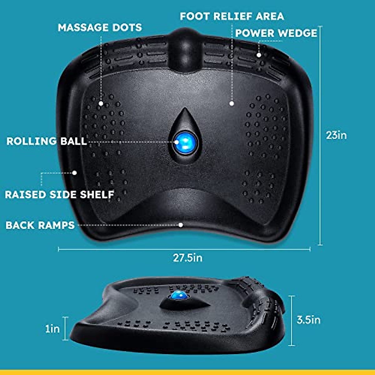 Standing Desk Mat, RUMIA Anti Fatigue Mat with Foot Massage Roller Ball, Not-Flat Comfort Floor Mat Ergonomic Standing Mat for Standing Desk Office and Home (Black)