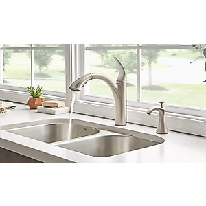 Moen S3946SRS Transitional Deck Mounted Kitchen Soap Dispenser with Above the Sink Refillable Bottle, Spot Resist Stainless