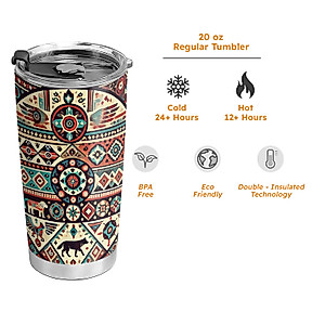 20oz Dreamcatcher Native American Tumbler, Native American Indian Gifts, Coffee Thermos for Women, Men, Stainless Steel Double Wall Vacuum Insulated Coffee Mug, Travel Cup with Lid