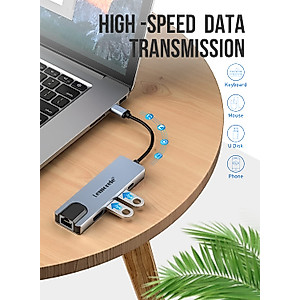 USB C Hub Adapter, Lemorele 5-in-1 USB C Dongel Multiport Adapter with 4K HDMI, 1000M Ethernet, 2 USB 2.0 Ports, 100W USB C PD Charging for MacBook M1 Air/Pro, iPad M1, Switch, XPS15, Windows