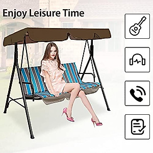 KFJZGZZ Swing Canopy Replacement Porch Top Cover,Universal Garden Swing Seat Canopy Replacement Waterproof 2 & 3 Seater Outdoor Patio Hammock Cover Sun Shelters UV Protection