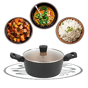 Russell Hobbs RH01670BEU Opulence 24 cm Stockpot - Non-Stick Casserole Pot with Tempered Glass Lid, Induction Hob Suitable, Forged Aluminium Cookware, Dishwasher Safe, Metal Utensil Safe, Gold