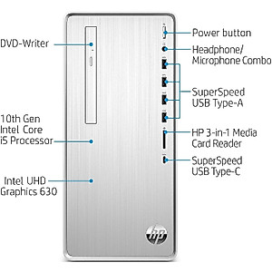 HP 2021 Newest Premium Business Desktop Computer, AMD 6-Core Ryzen 5 4600G(up to 4.2Ghz, Beat i7-9700K), 12GB DDR4 RAM, 256GB SSD+1TB HDD, DVD-RW, WiFi, Bluetooth, HDMI, VGA, Windows 10+AllyFlex MP