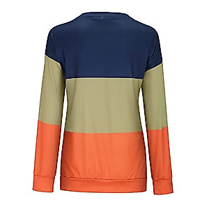 Handyulong Sweatshirts for Women, Womens Casual Long Sleeve Crewneck Sweatshirt Striped Printed Loose Pullover Tops Shirts