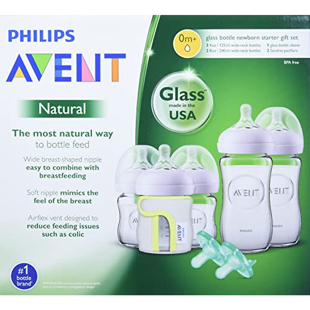 Philips Avent Natural Glass Bottle Baby Gift Set, SCD201/01