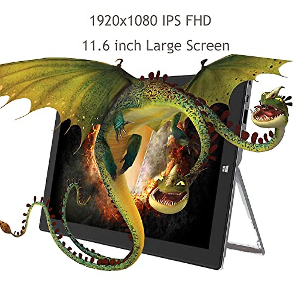 ZAOFEPU 11.6” Windows Laptop, 6+128GB Windows 10 Home Tablet PC, 2 in 1 Laptop with Touchscreen, 1920x1080 FHD Large Screen Tablet Computer Comes with a Bracket and Keyboard, Powerful 5000mAh-Black