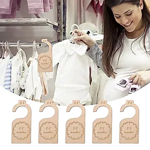 Baby Closet Size Dividers,Baby Closet Size Divider Wooden Baby Closet Organizers Hanging Closet Dividers from Newborn Infant to 24 Months for Home Nursery Baby Clothes(7 Pieces) (2)