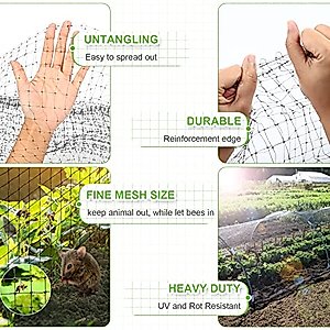 Bird Netting，7x100FT Garden Netting for Garden Protection, Durable Deer Fencing Net, Protecting Plants, Fruit Trees, Vegetables from Birds and Other Animals