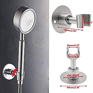 BokWin Stainless Steel Shower Head Holder, 360° Adjustable Handheld Bathroom Shower Head Bracket, Metal Shower Spray Holder Wall Mount, Brushed SUS 304 Steel Holder (Screw Installation)