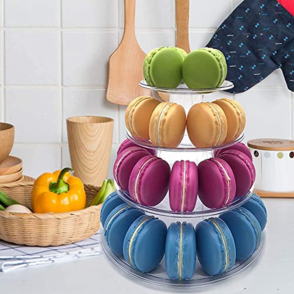 Candora 4-Storey Macaron Display Stand Cake Stand Macaron Tower(2 Sets)