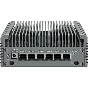 CWWK Fanless Mini PC Intel N Series-N100(4C/4T up to 3.4GHz) Low Power Processor, DDR5, 6x2.5GbE Intel I226V, 4K Display Outputs,M.2 NVMe, SATA3.0, 5 USB Ports, Firewall Router (N100-6L Barebone)